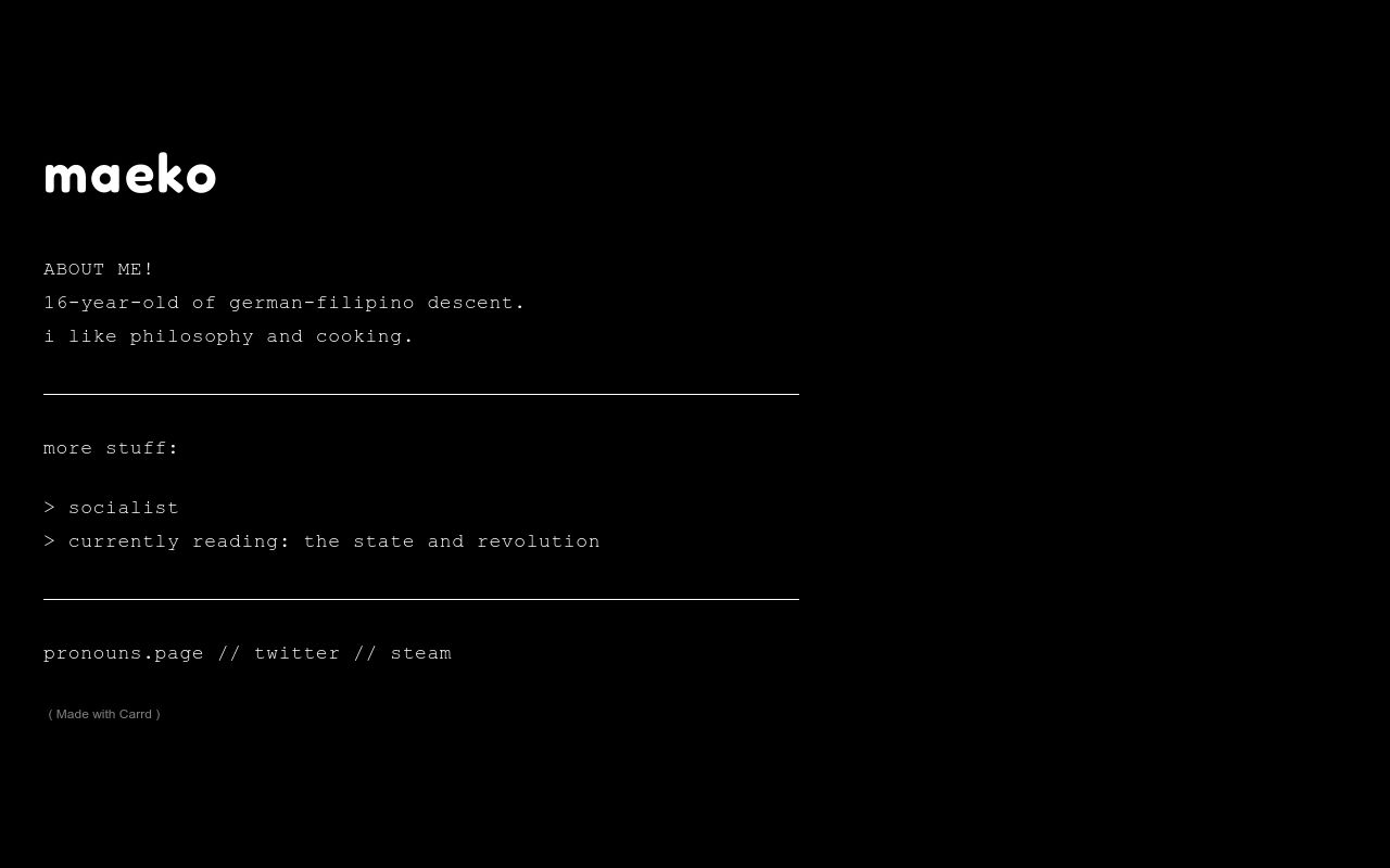 maeko's one-page site